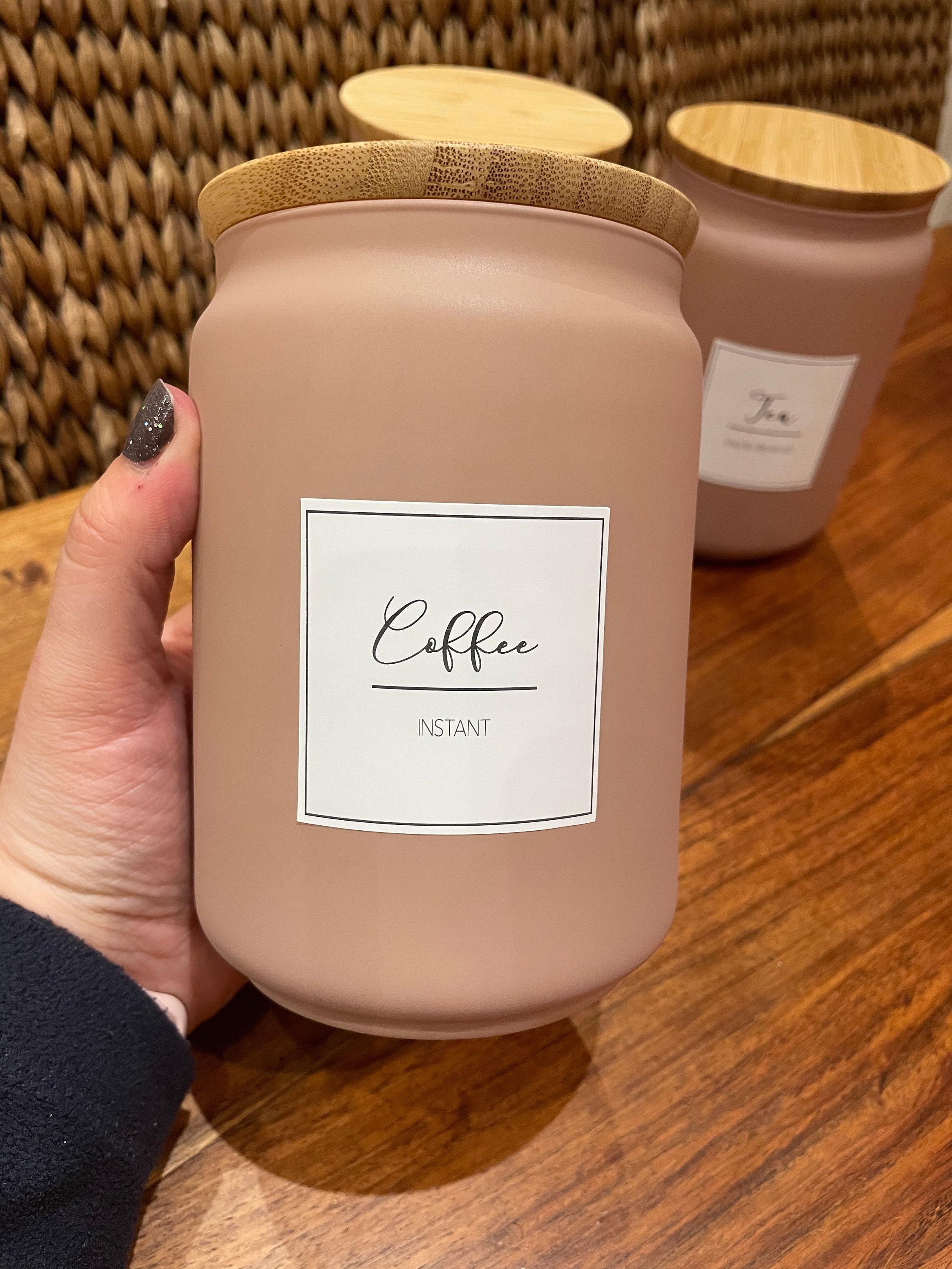 Personalised Glass Canister with bamboo lid.Black Canister | Etsy