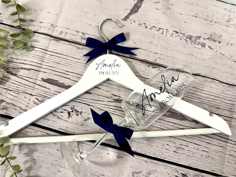 Personalised Coat Hanger and Champagne Flute Set - Prom Glass & Hanger ...