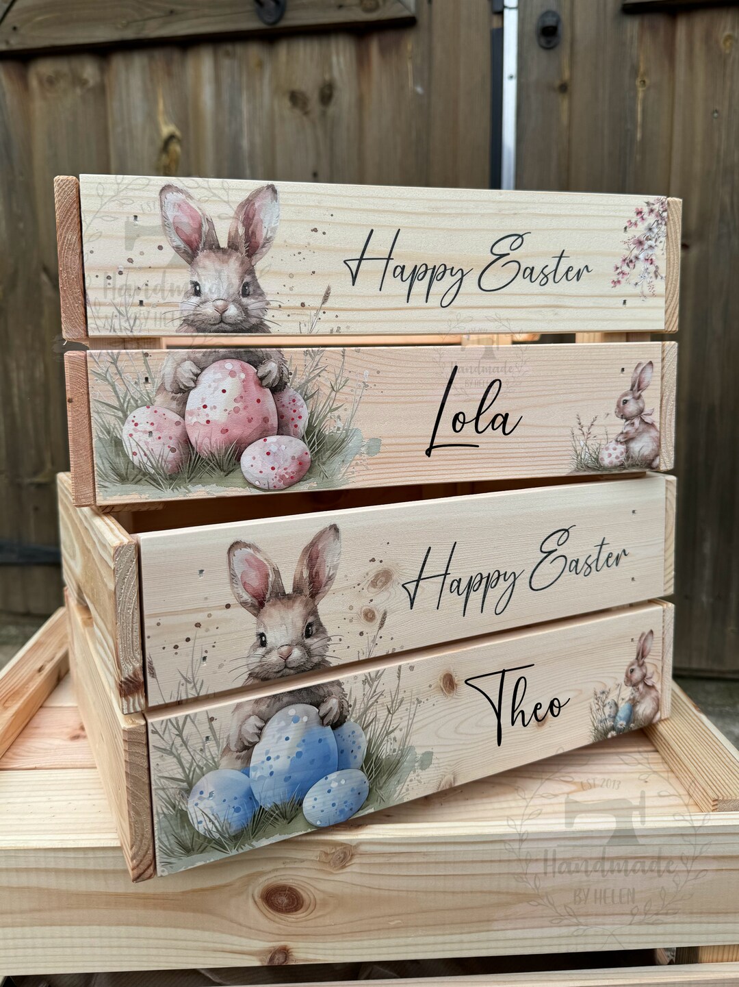 Personalised Easter Bunny Crate - Wooden Easter Crate - Easter Gifts ...