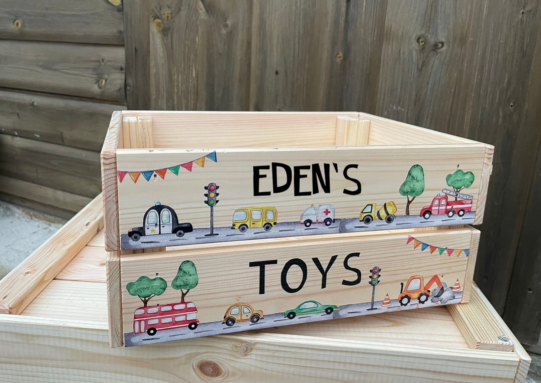 Personalised Toy Crate Toy Car Box Toy Box Vechile Road - Etsy