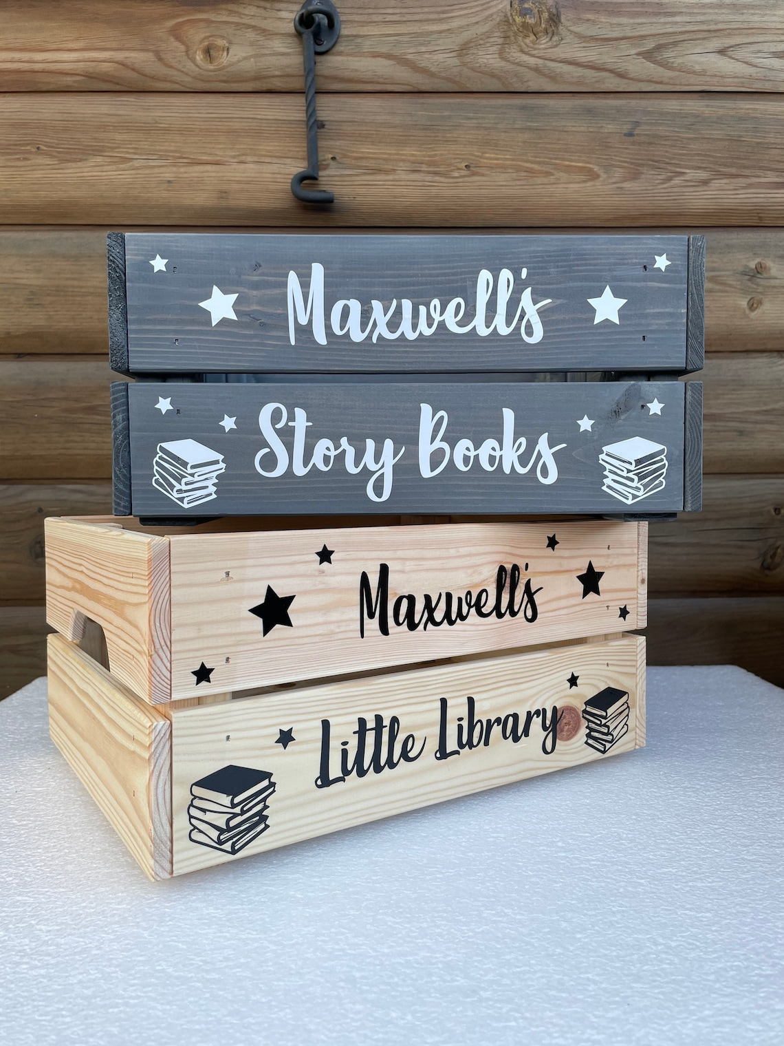 Personalised Book Crate little library story book box | Etsy