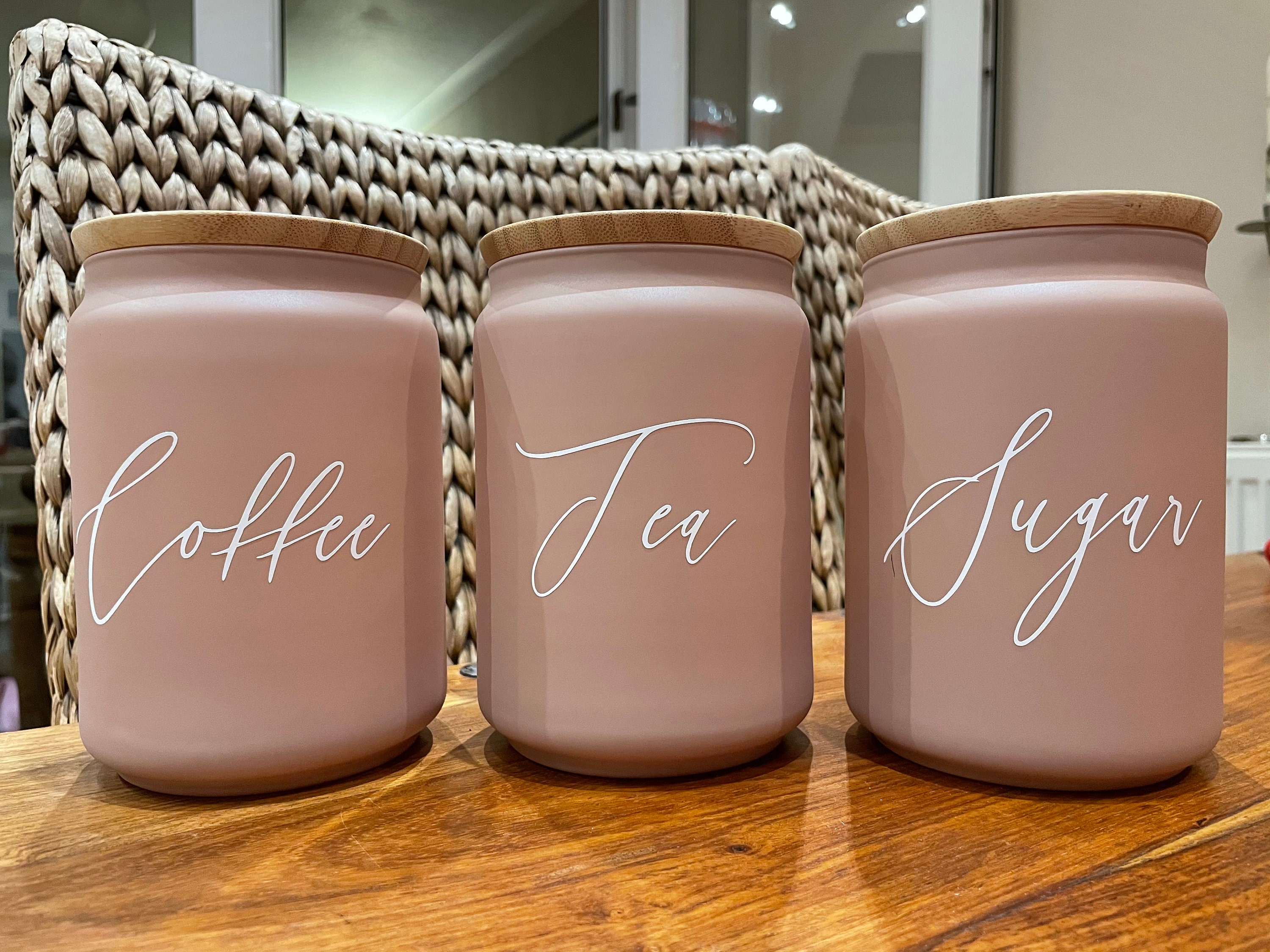 Personalised Glass Canister with bamboo lid.Black Canister | Etsy