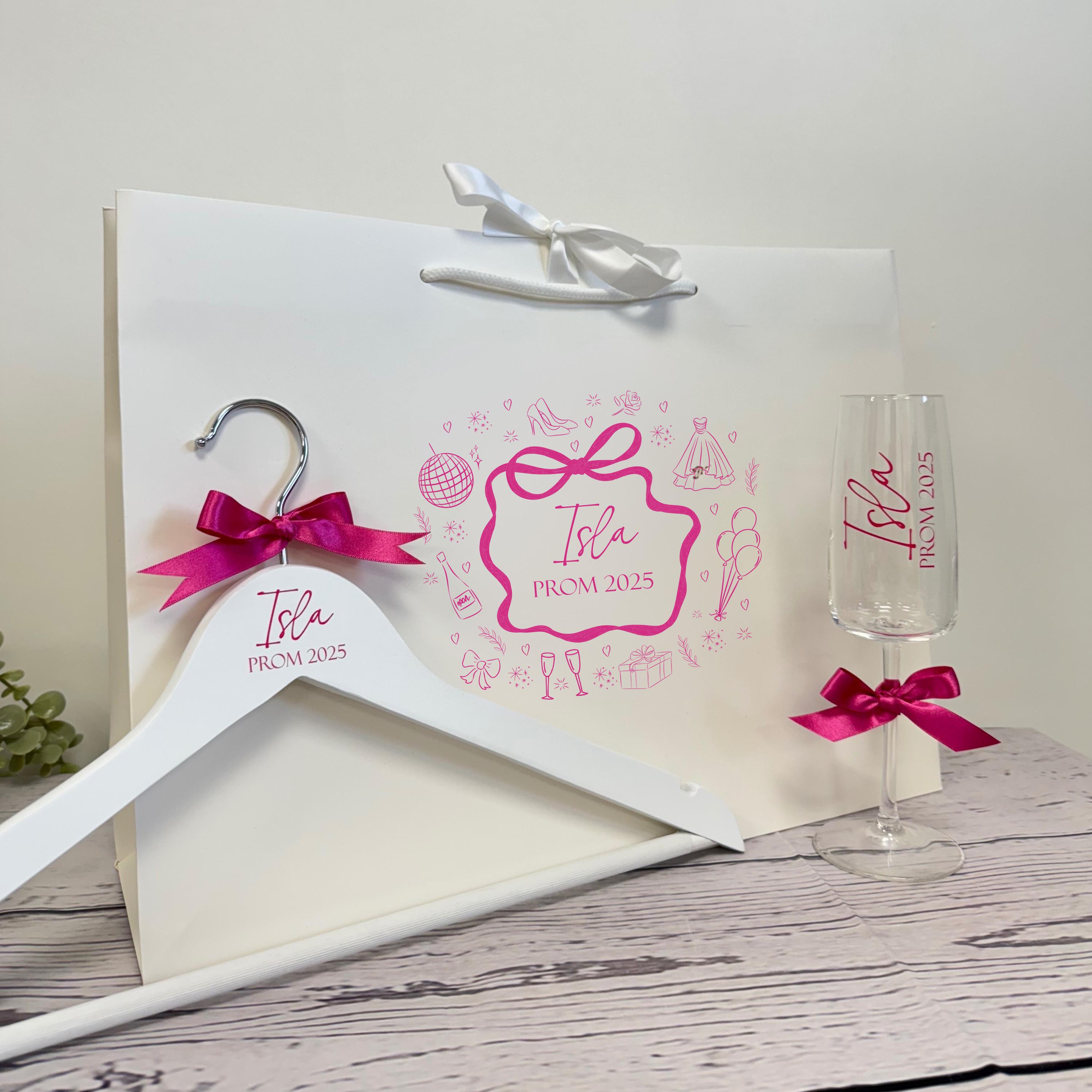Personalised Coat Hanger and Champagne Flute Set - Prom Glass & Hanger ...
