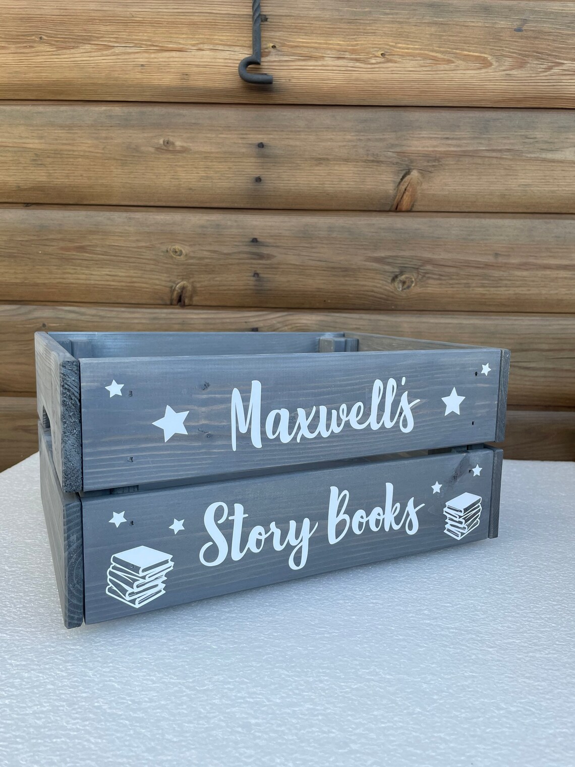 Personalised Book Crate little library story book box | Etsy