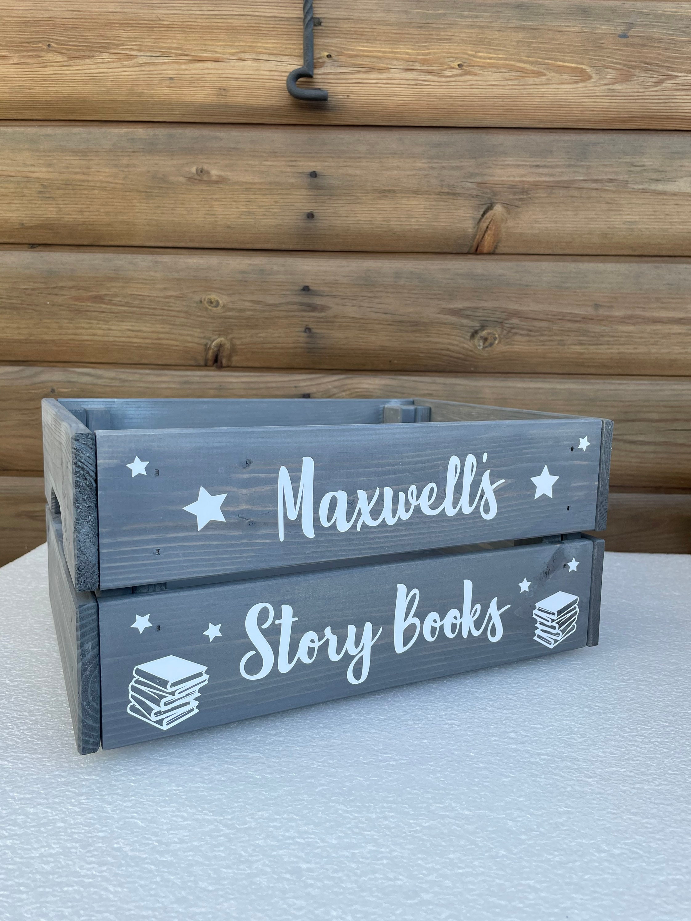Personalised Book Crate - Little Library - Story Book Box ...