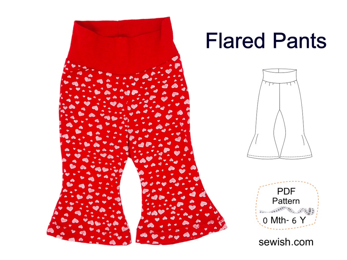 Flared Pants Baby Sewing Patterns, Baby Sewing Patterns for Girl, PDF ...