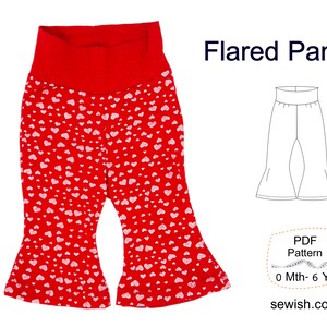 Flared Pants Baby Sewing Patterns, Baby Sewing Patterns for Girl, PDF ...