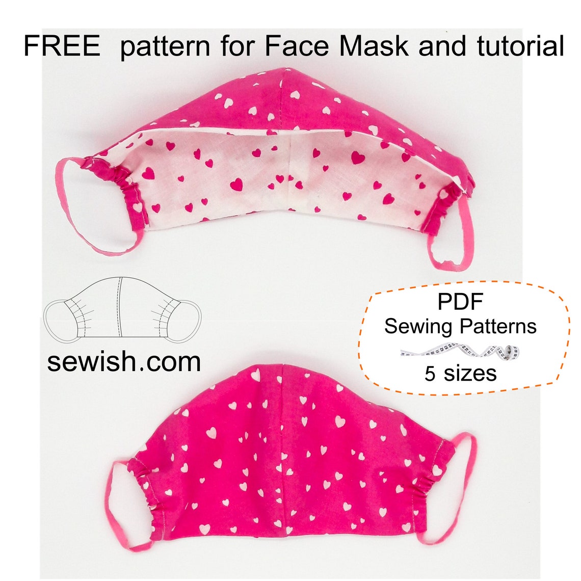 Pattern for Face Mask Face Mask PDF Sewing Pattern for - Etsy