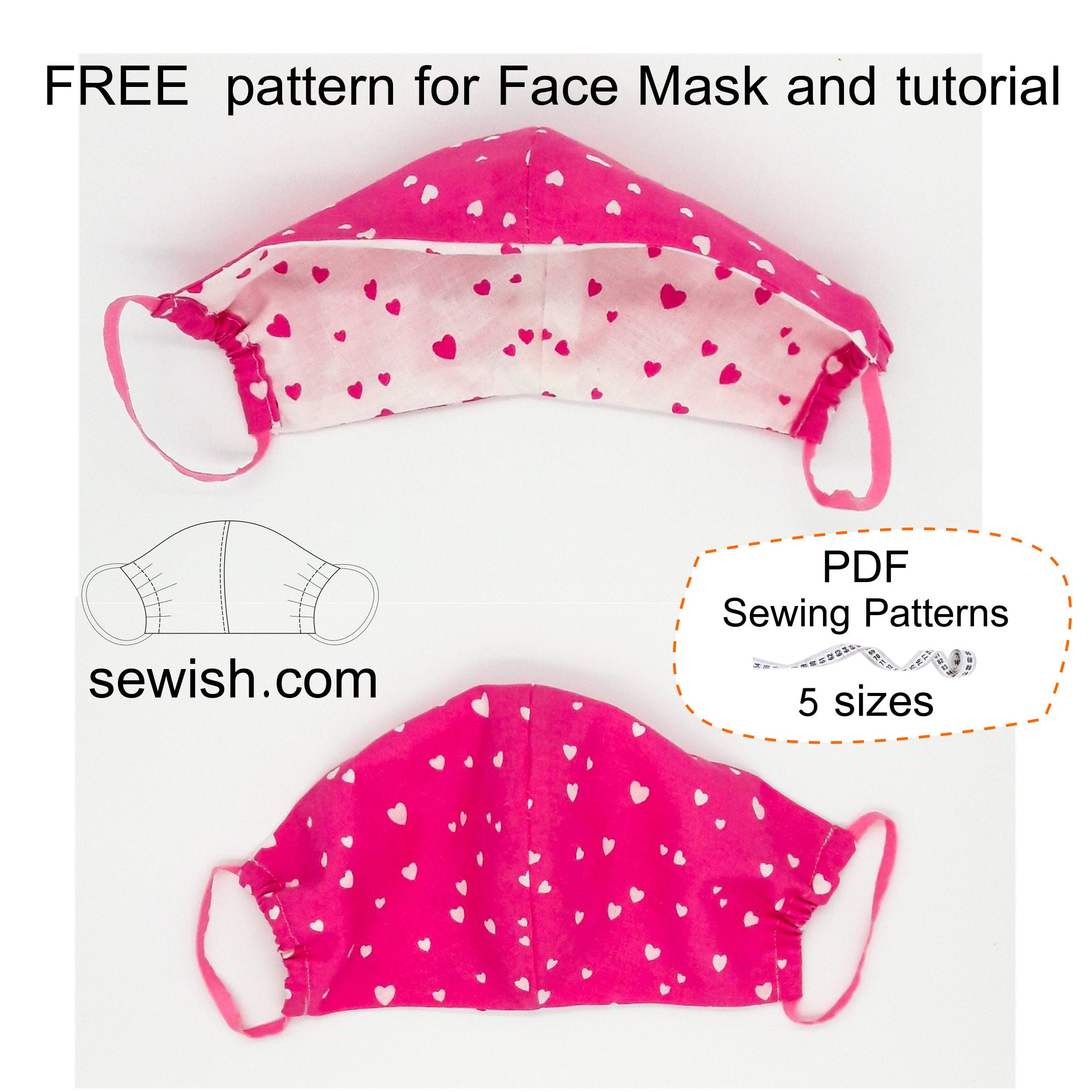 Pattern for Face Mask Face Mask PDF Sewing Pattern for | Etsy