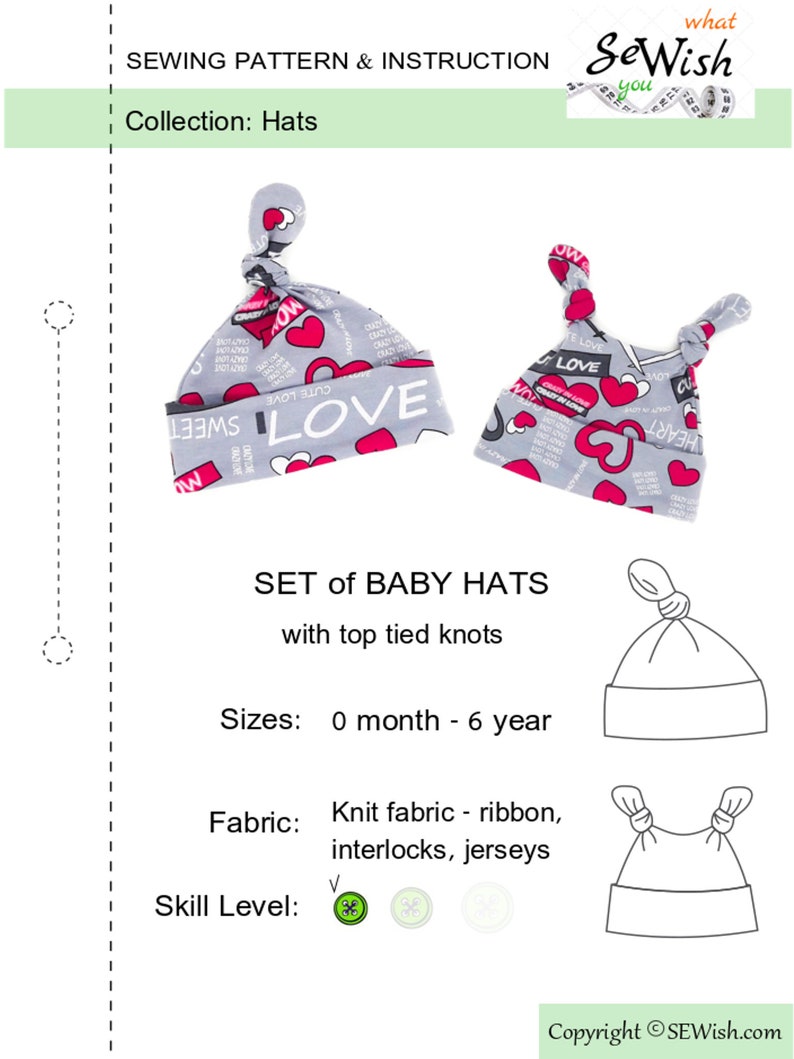 Baby Hat Sewing Patterns Top-knot Baby Hat Sewing Pattern - Etsy