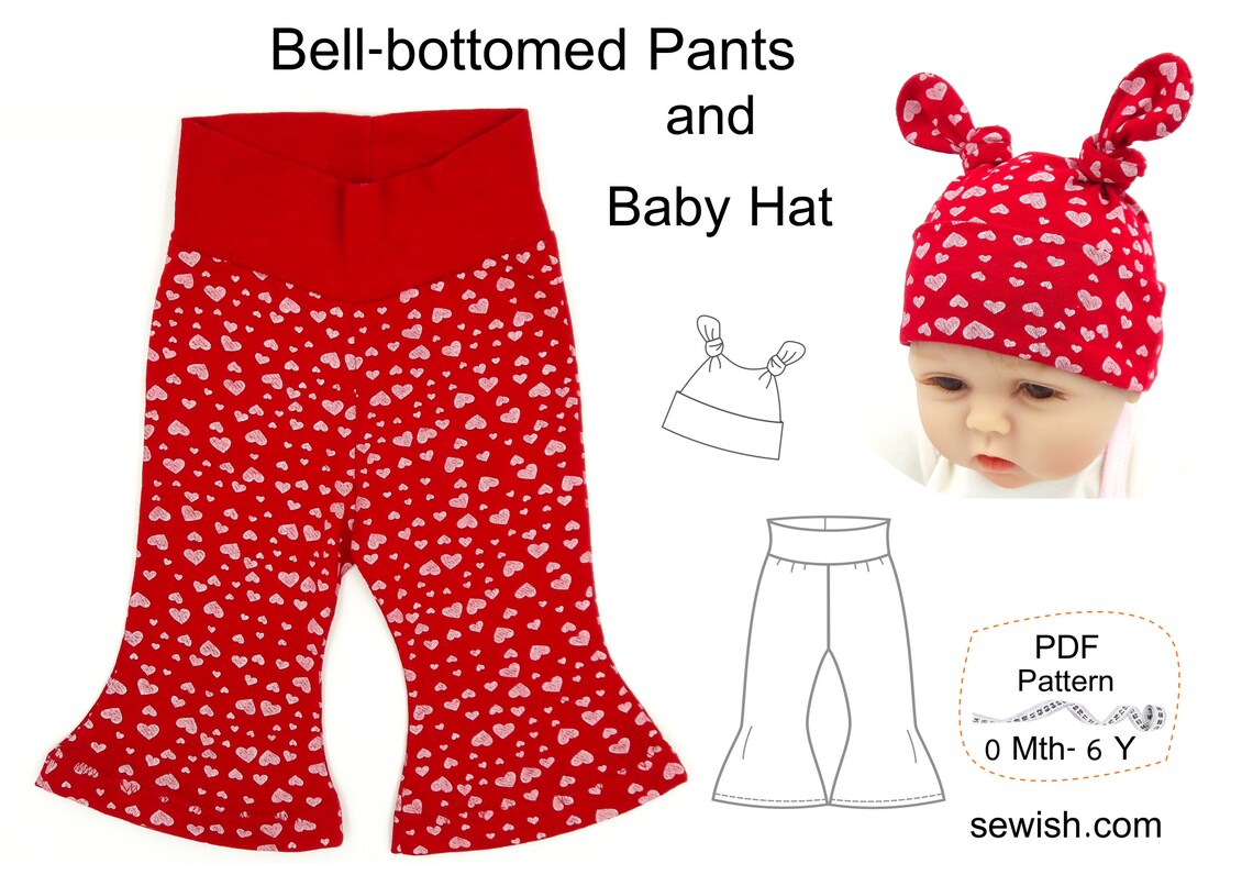 Flared Baby Pants Sewing Patterns Baby Hat Sewing Patterns - Etsy