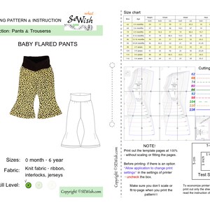 Flared Pants Baby Sewing Patterns, Baby Sewing Patterns for Girl, PDF ...