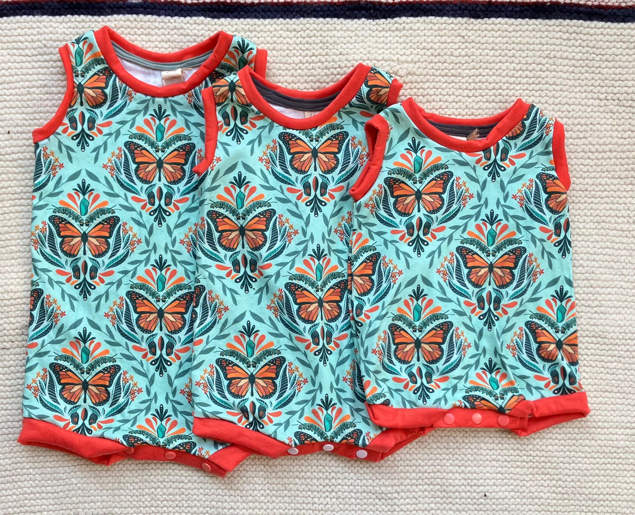 ORGANIC COTTON MONARCH Butterfly and Caterpillar Chrysalis Baby Romper ...
