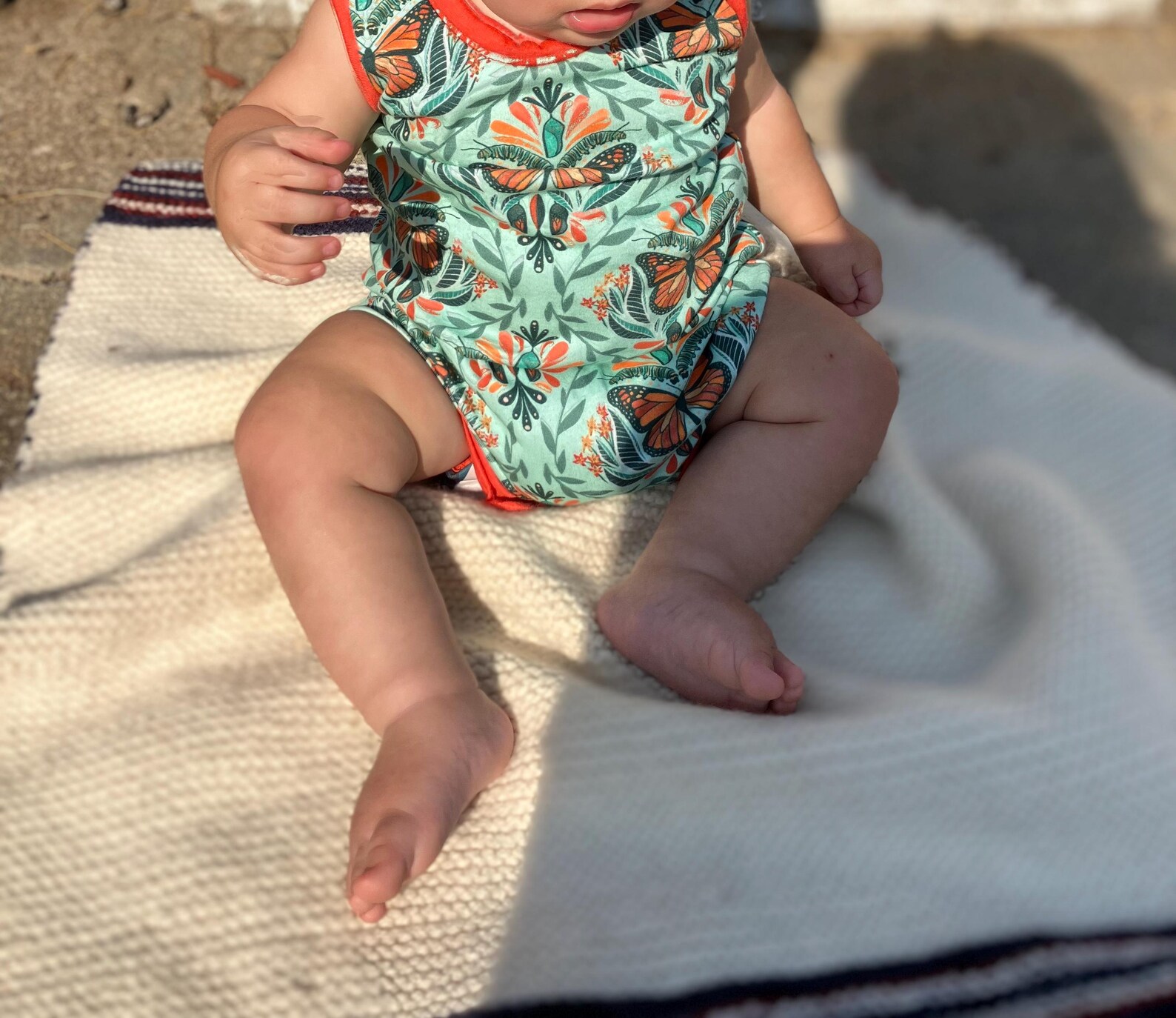 ORGANIC COTTON MONARCH Butterfly and Caterpillar Chrysalis Baby Romper ...