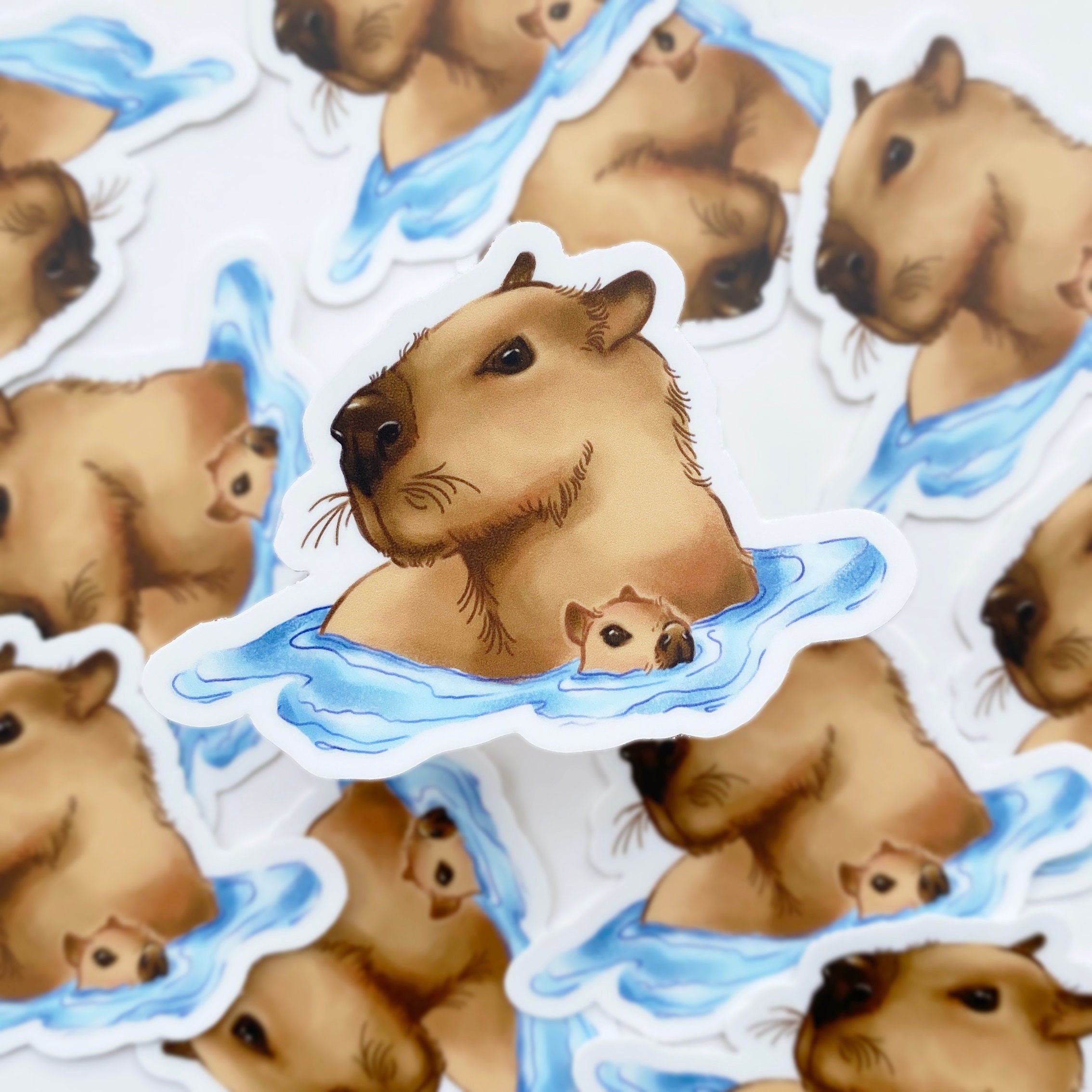 Capybara and Baby Vinyl Sticker - Etsy