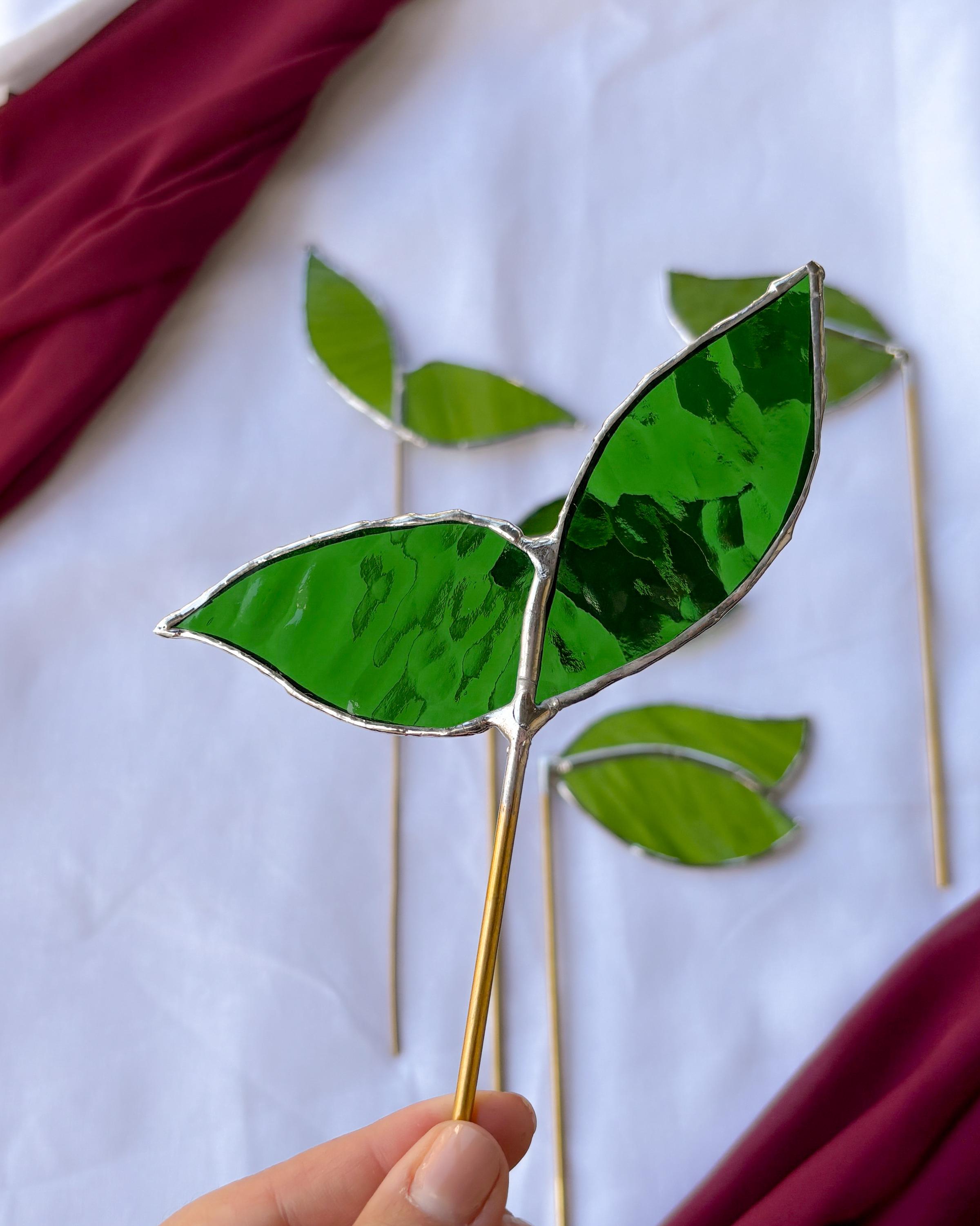 Stained Glass Leaf Plant Sticks - Etsy