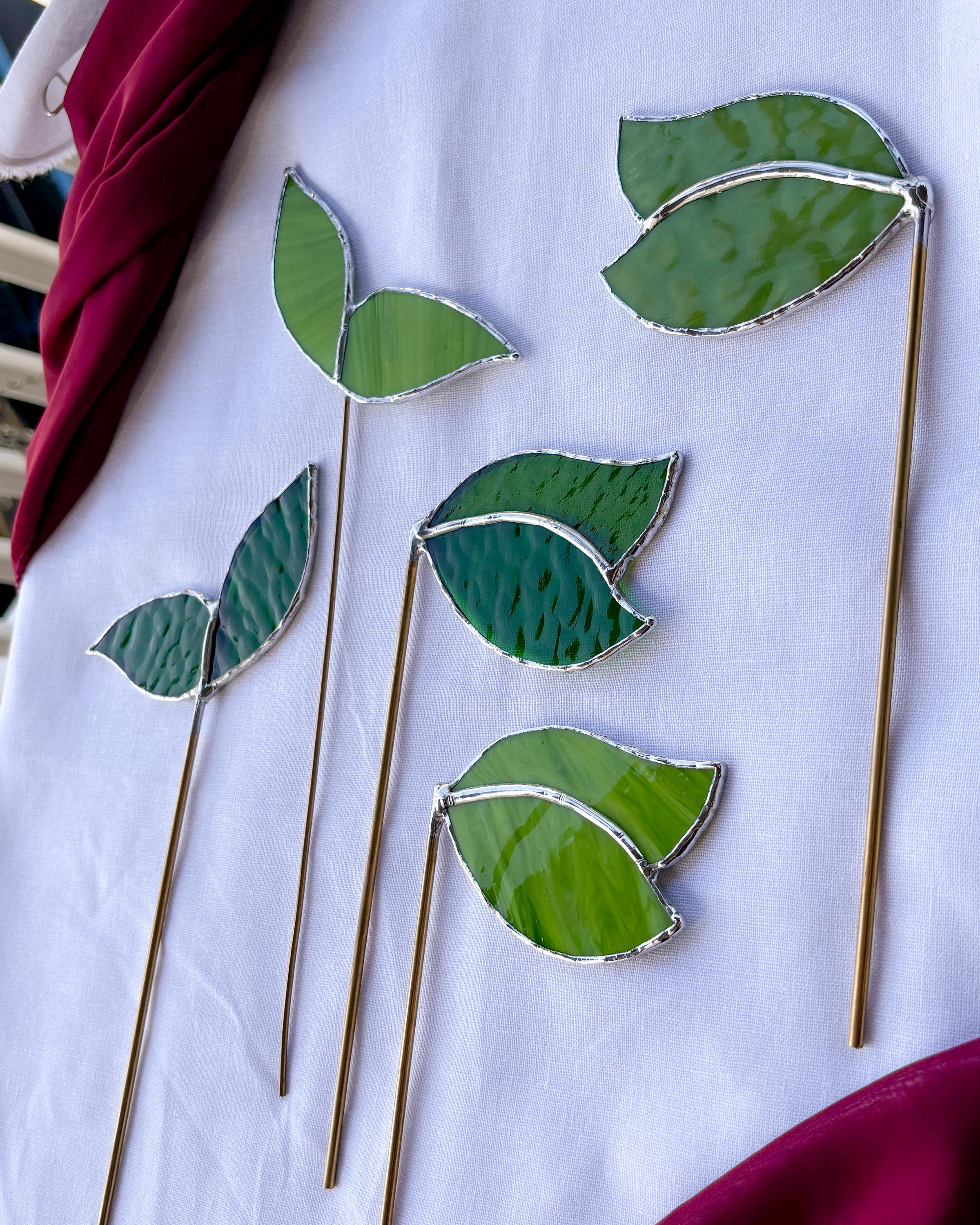 Stained Glass Leaf Plant Sticks - Etsy