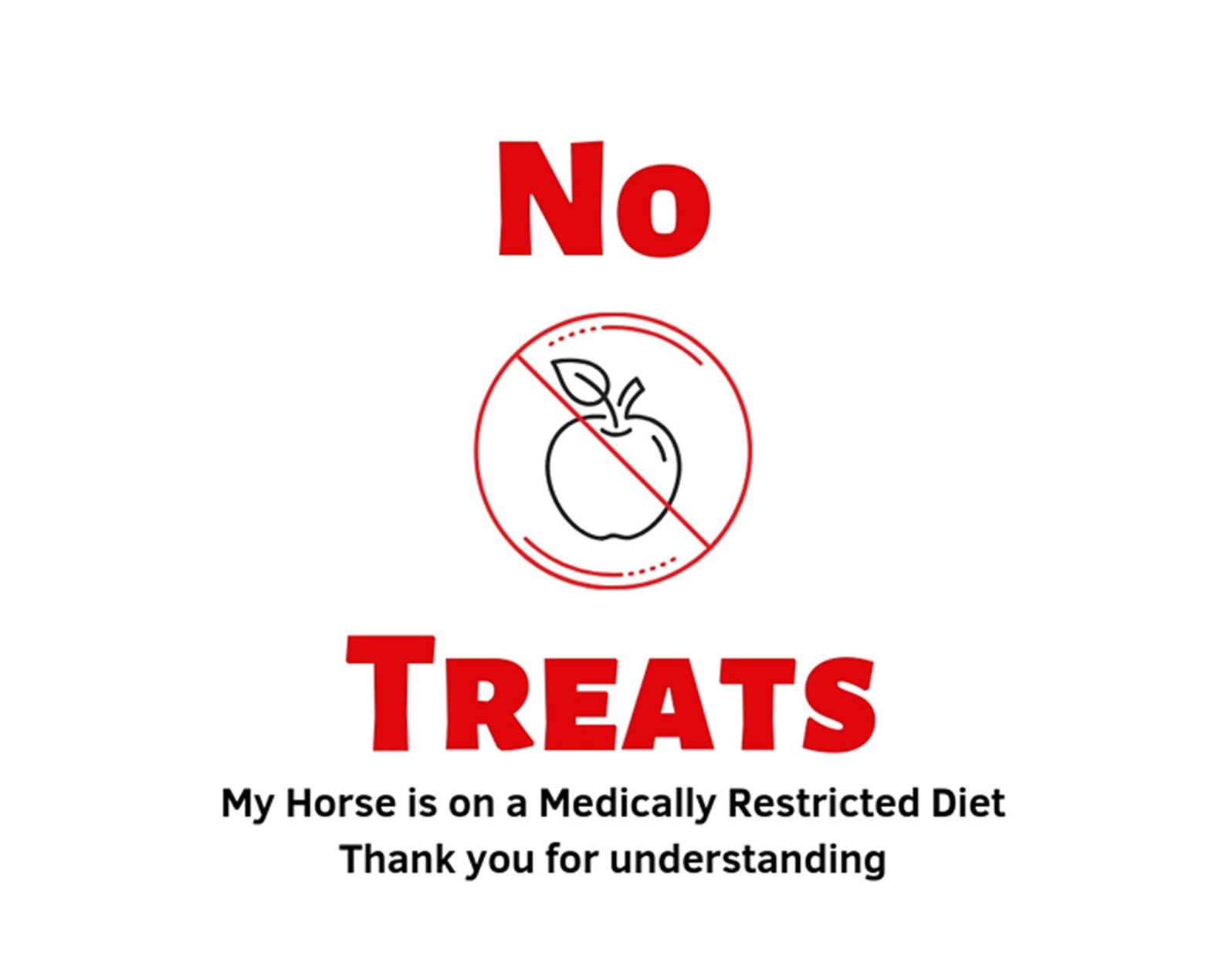 Printable Sign NO TREATS for Your Horse Stall, Specifically Insulin ...