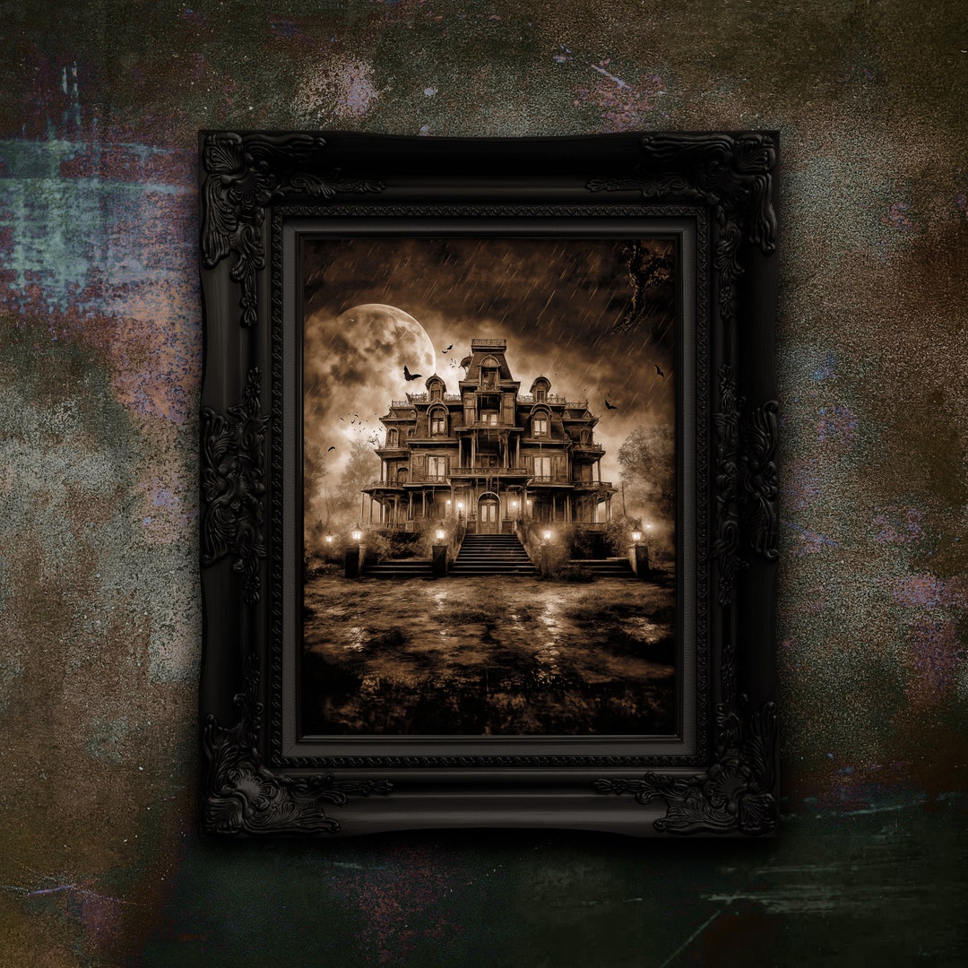 Vintage Haunted House Art Print: Creepy Mansion, Spooky Home Decor - Etsy