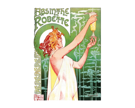 Absinthe Robette Vintage Art Print. Alphonse Mucha Art Nouveau - Etsy