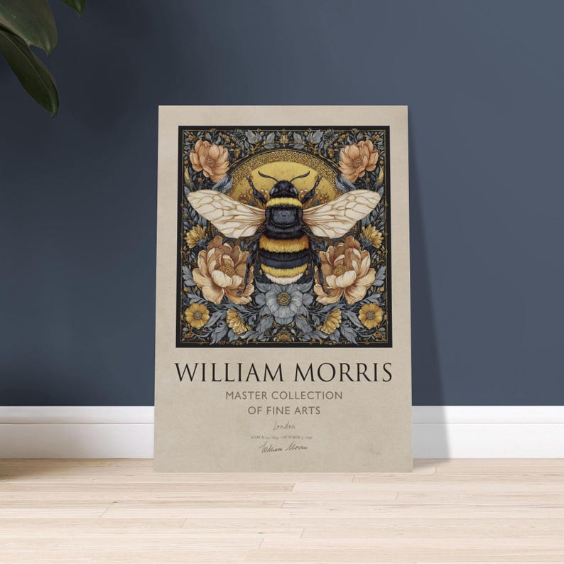 William Morris Style Bee Art Print - Vintage Botanical Poster - Nature ...