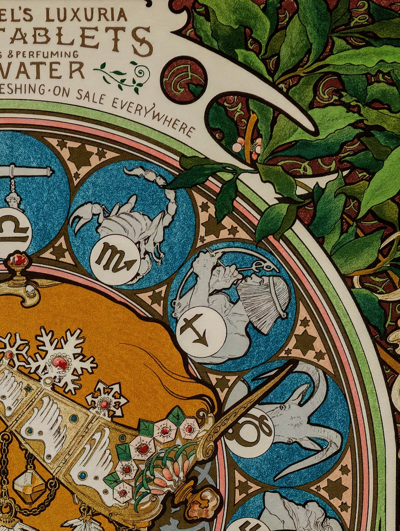 Zodiac Alphonse Mucha Print: Art Nouveau Vintage Poster - Etsy