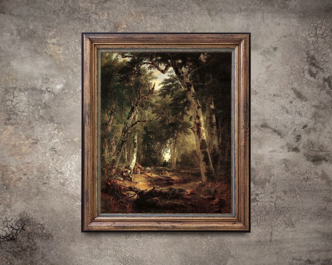 Vintage Forest Painting Print. Antique Wall Art. Vintage Forest Art ...