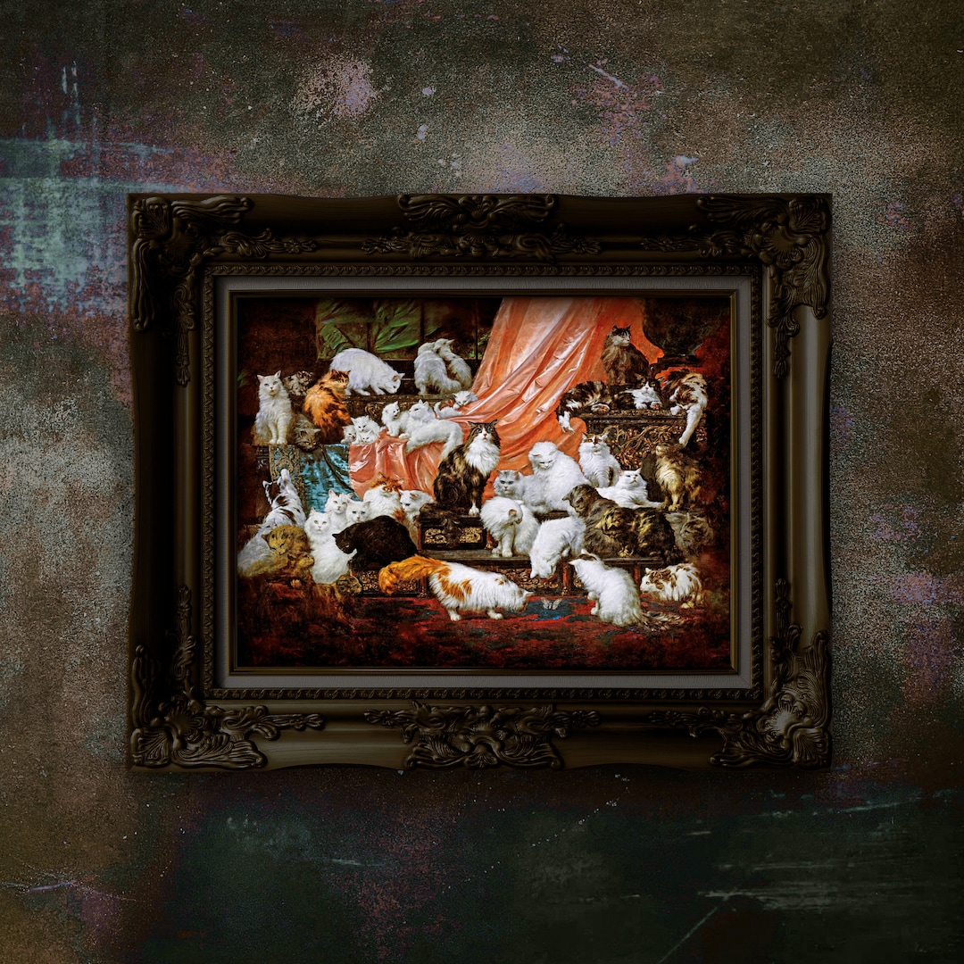 Carl Kahler My Wife's Lovers Art Print - Whimsical Cat Painting ...