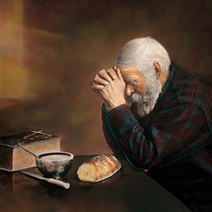 Grace by Eric Enstrom. Man Praying Over Bread Art. Print. Christian ...