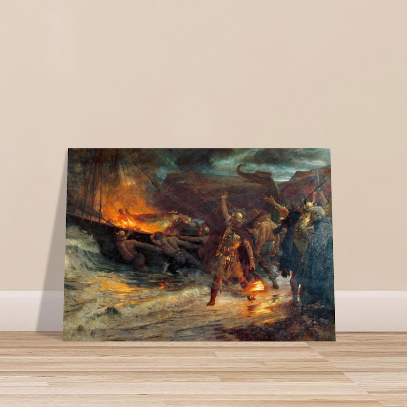 The Funeral Of A Viking Mythical Art Print By Frank Dicksee Matte