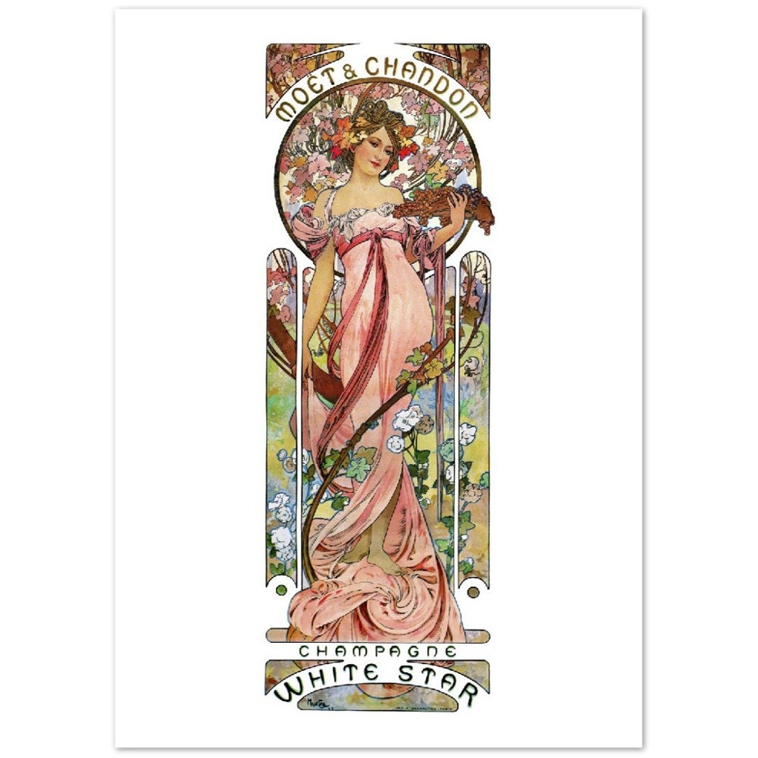Alphonse Mucha Art Print. Moet and Chandon White Star.bar - Etsy