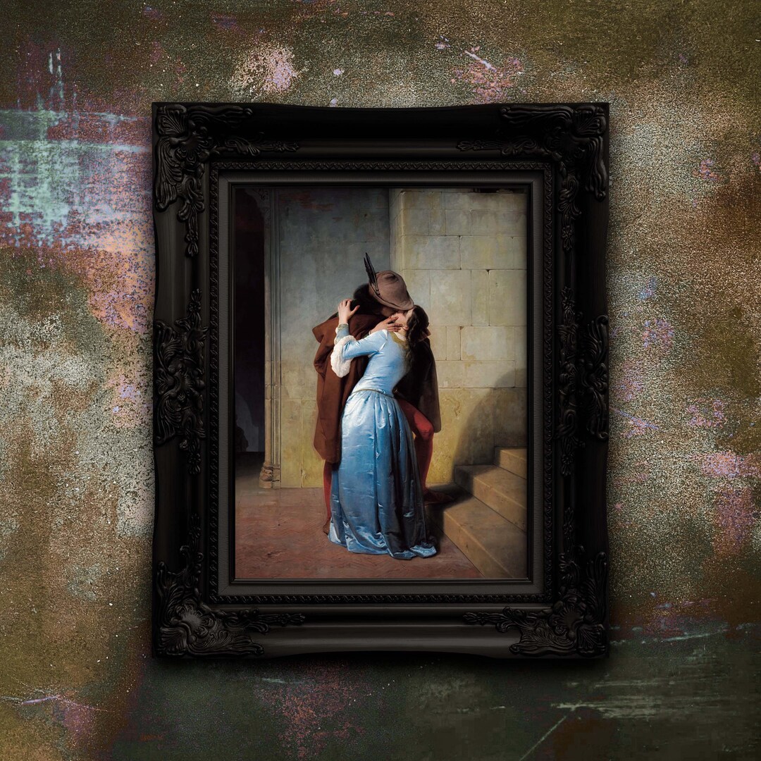 The Kiss Poster - Romantic Medieval Couple Art Print by Hayez - Matte ...