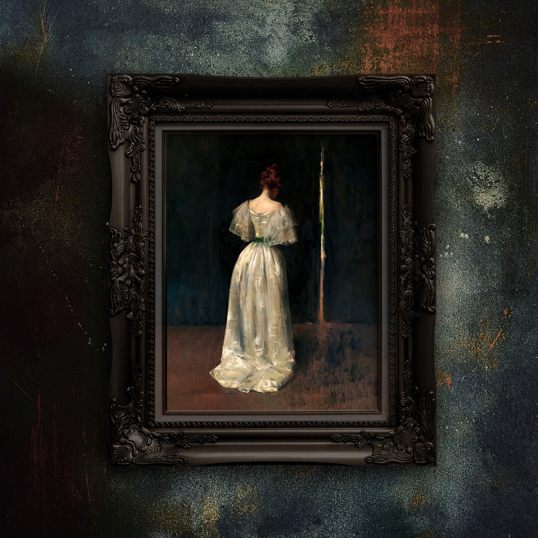 William Merritt Chase Art Print: Lady in White, Moody Portrait ...