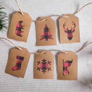 Christmas Gift Tags, Buffalo Check Christmas Tags, Farmhouse Christmas ...