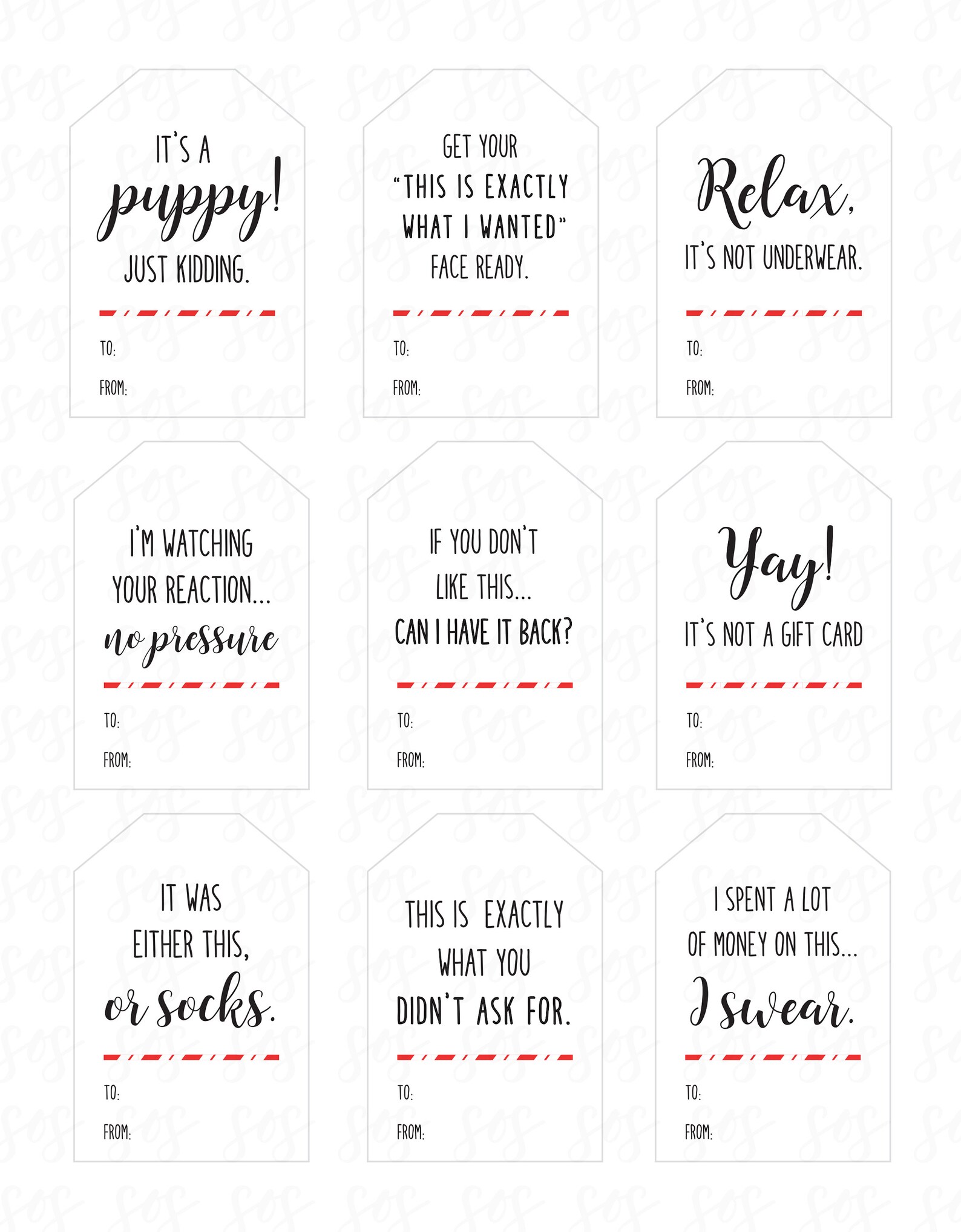 Printable Funny Christmas Gift Tags Sarcastic Christmas Tags - Etsy