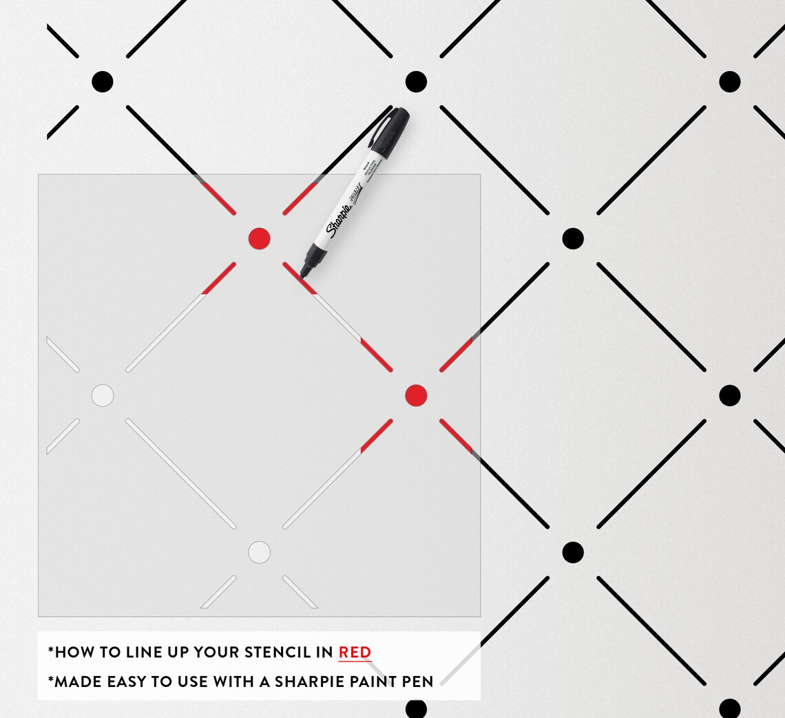 Geometric Wall Stencil Square Plaid Wall Stencil Diagonal - Etsy