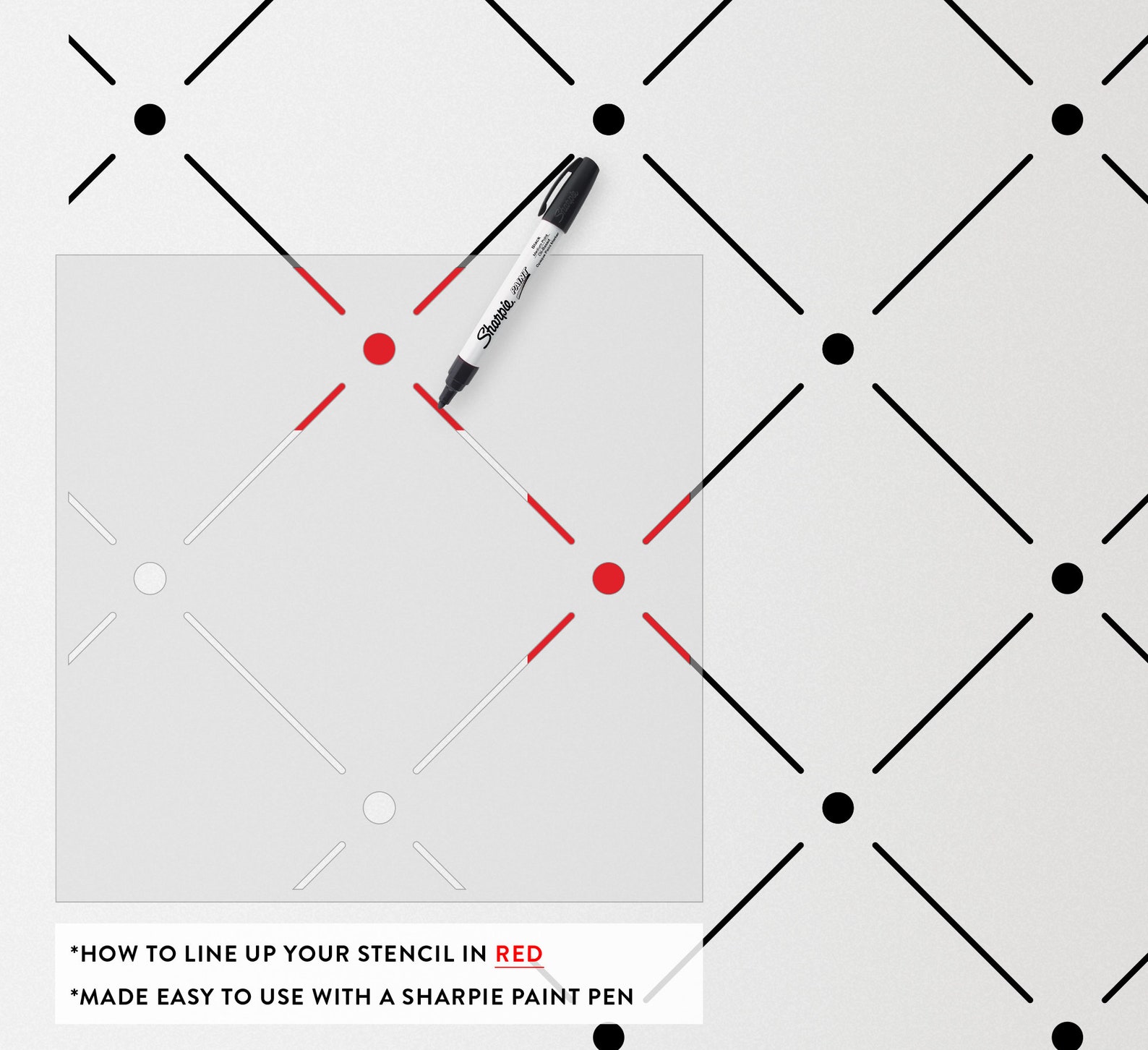 Geometric Wall Stencil Square Plaid Wall Stencil Diagonal - Etsy