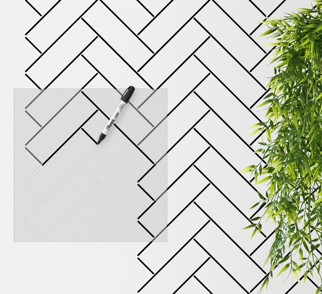 Herringbone Tile Stencil: DIY Wall Decor (12x12) - Etsy