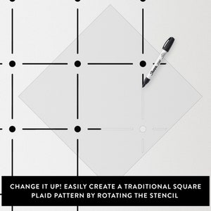 Geometric Wall Stencil | Square Plaid Wall Stencil | Diagonal Plaid ...