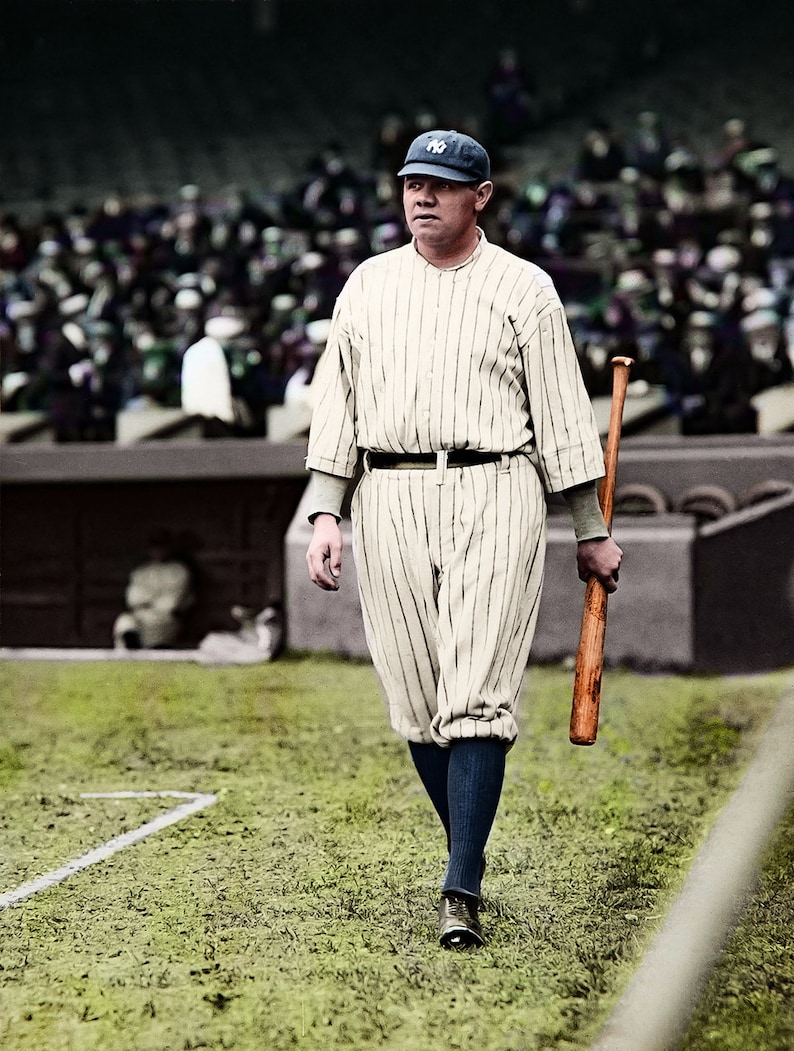 Babe Ruth- 1920 - Yankee Legend - COLORIZED PRINT!!!! - Etsy