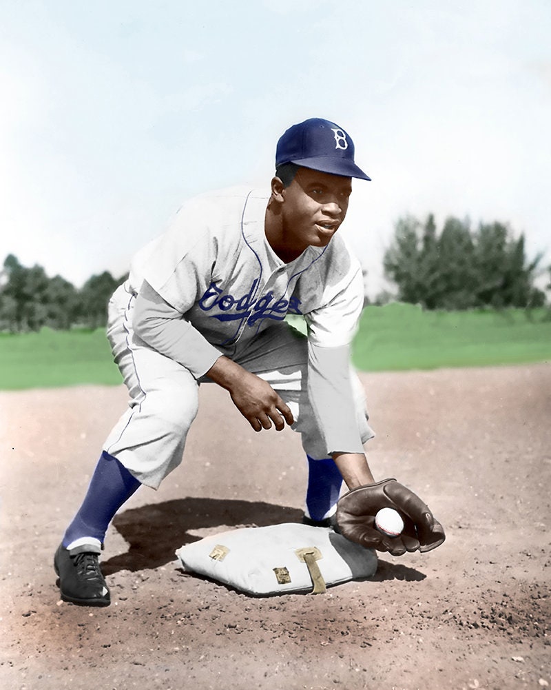 Leyenda Del Béisbol Jackie Robinson Colorizado Etsy España
