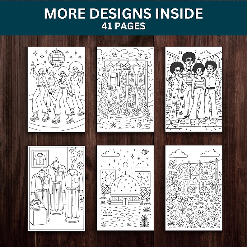 70s Coloring Book – Vintage Vibes & Groovy Scenes | Retro Aesthetic ...