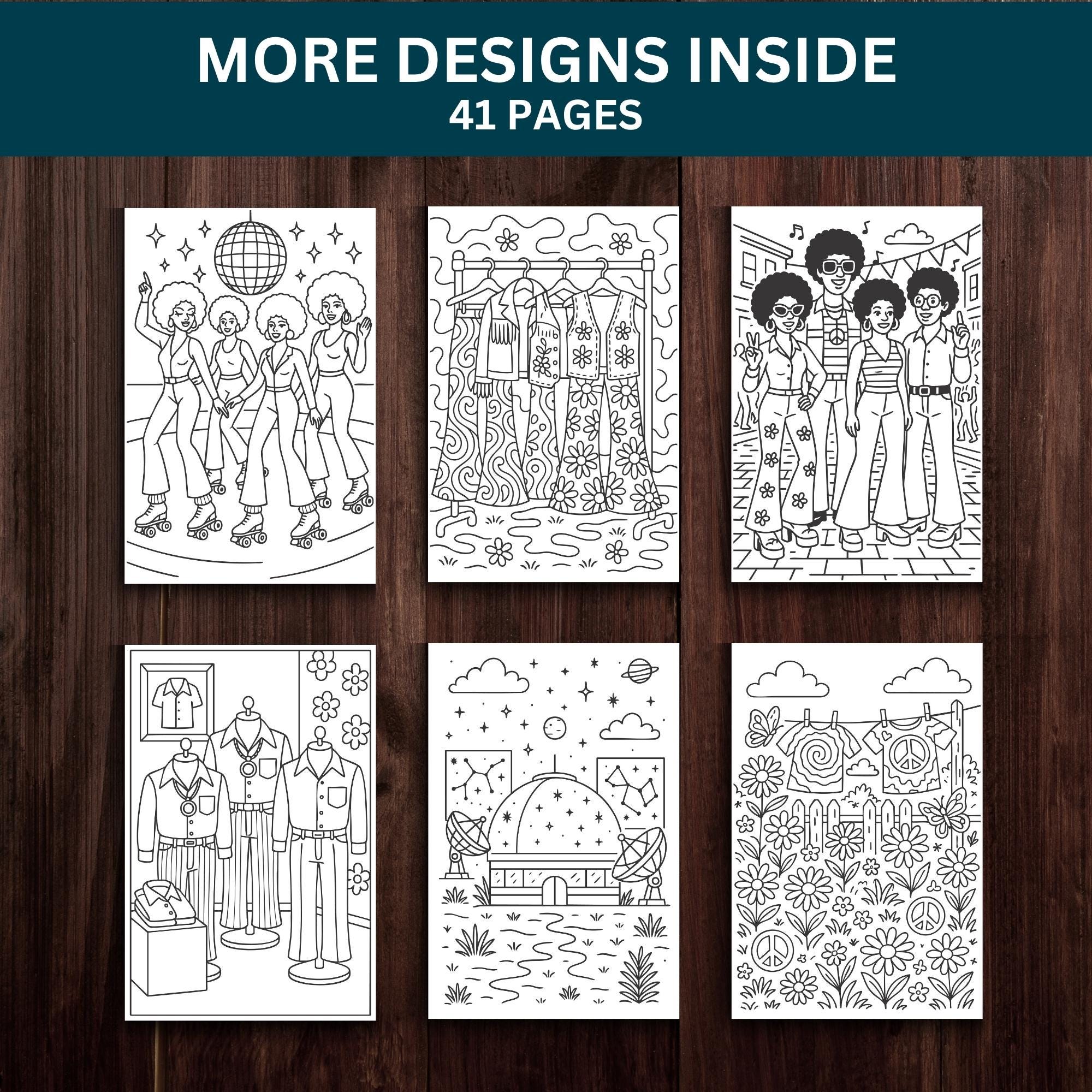 70s Coloring Book – Vintage Vibes & Groovy Scenes | Retro Aesthetic ...
