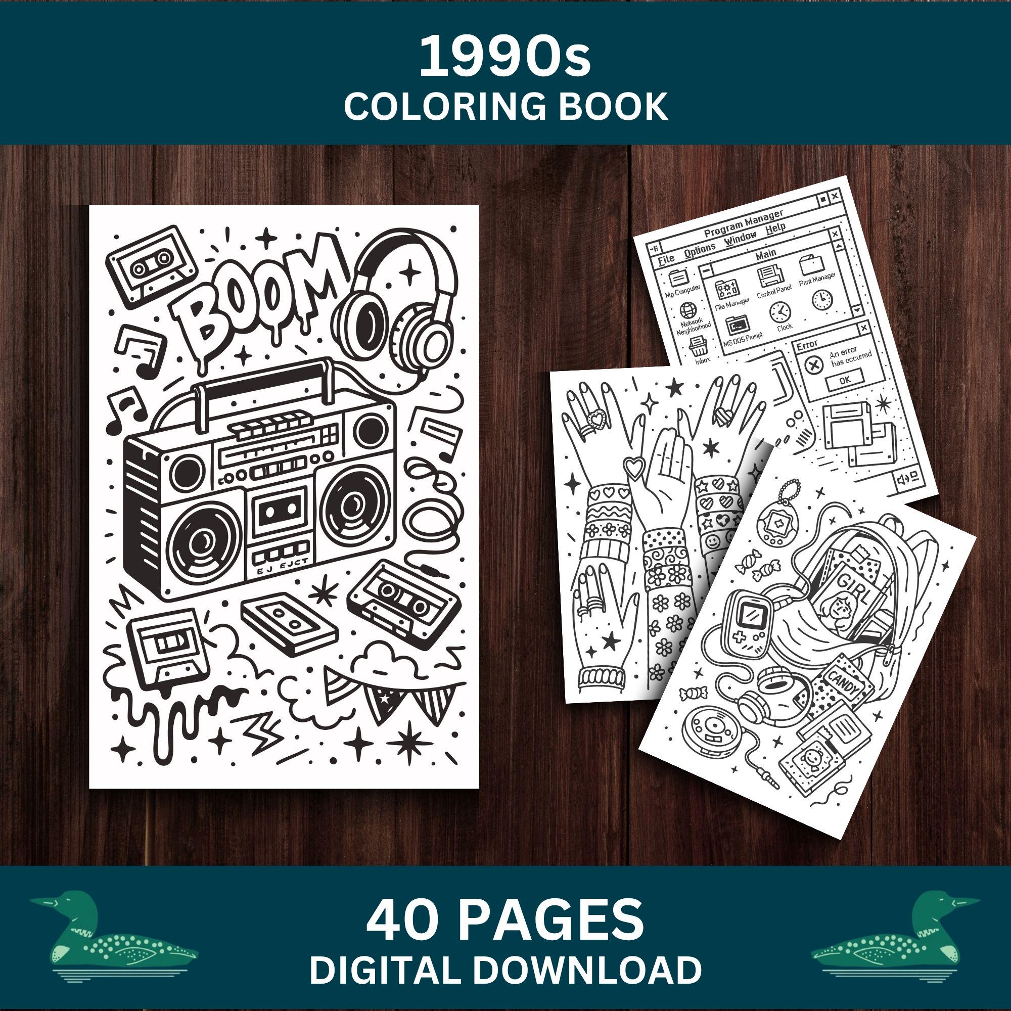 90s Coloring Book – Retro Pop Culture Printables | Nostalgic Y2K Icons ...