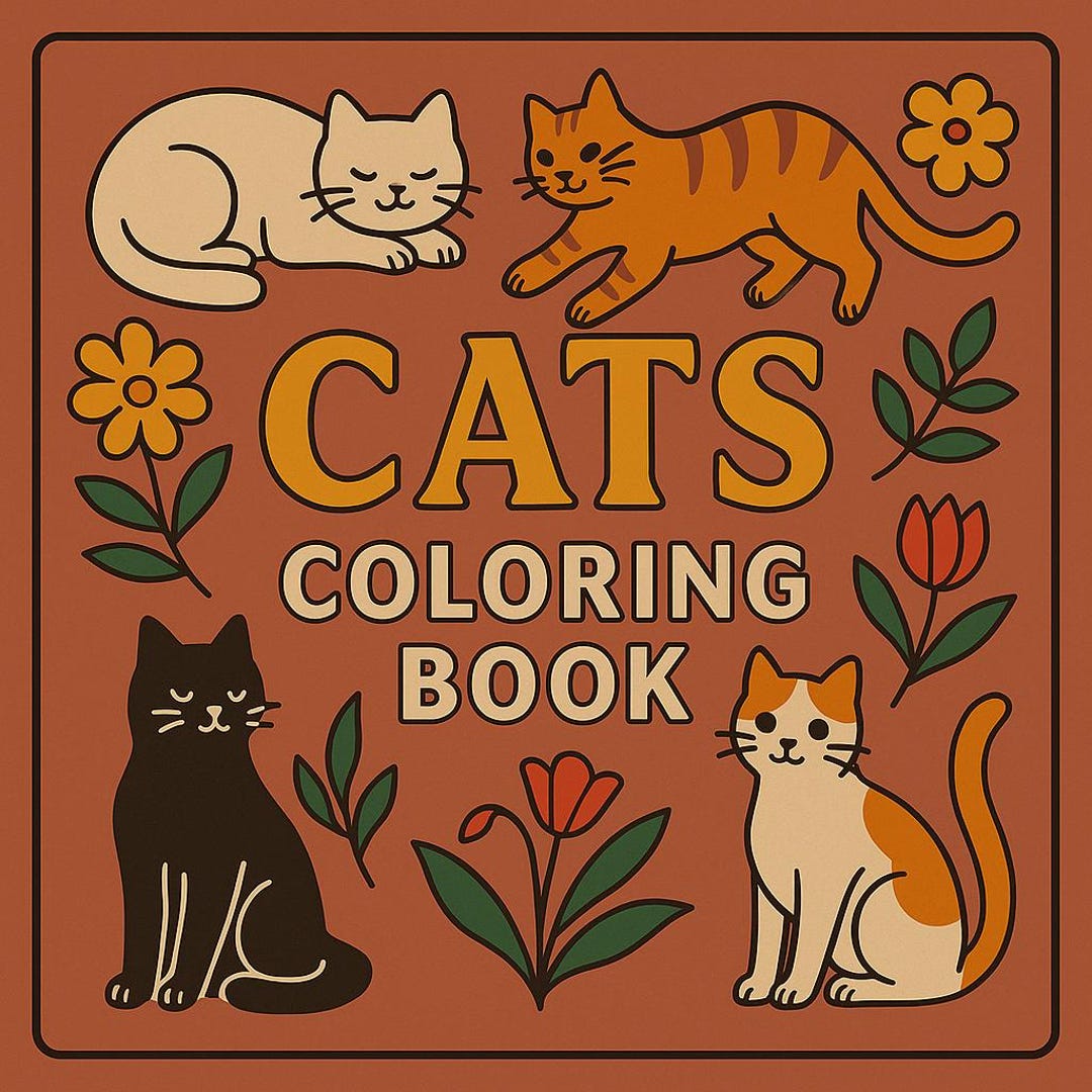 Cats Coloring Book – Cute and Whimsical Cat Printables for Adults ...