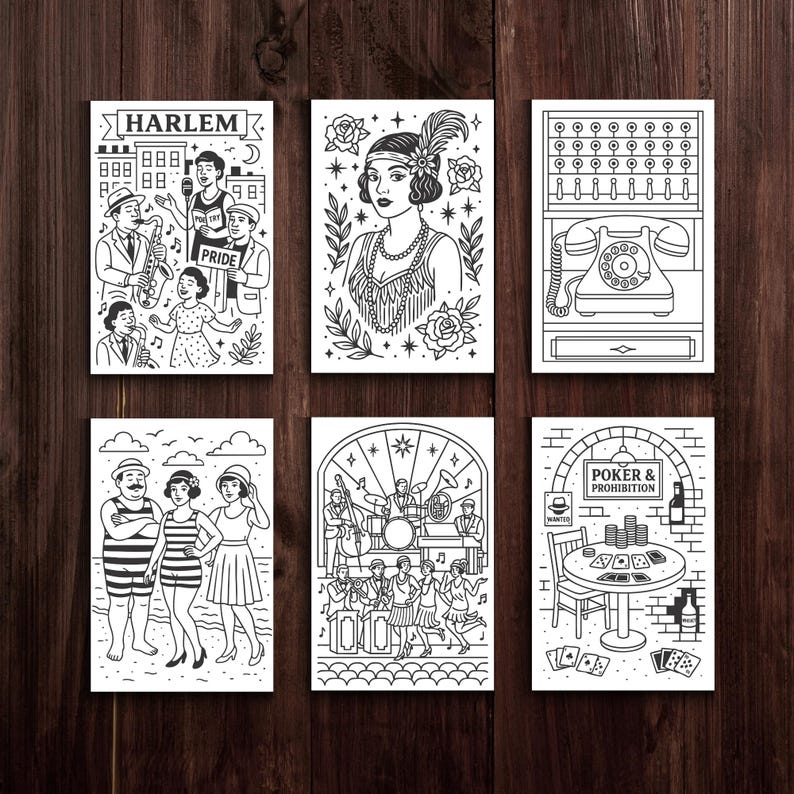 Roaring 20s Coloring Book Art Deco and Vintage Printables | Flapper ...