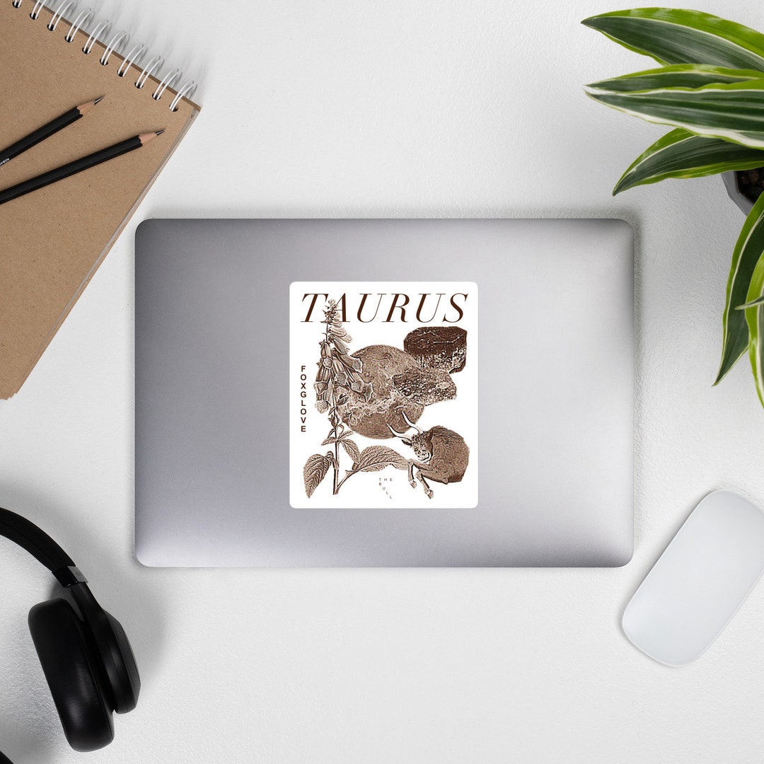 Taurus Zodiac Sign Sticker, Modern, Constellation, Crystals, Gift Idea ...