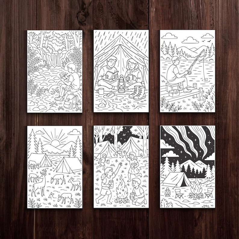 Camping Coloring Book – Outdoor Adventure Printables for Adults and ...