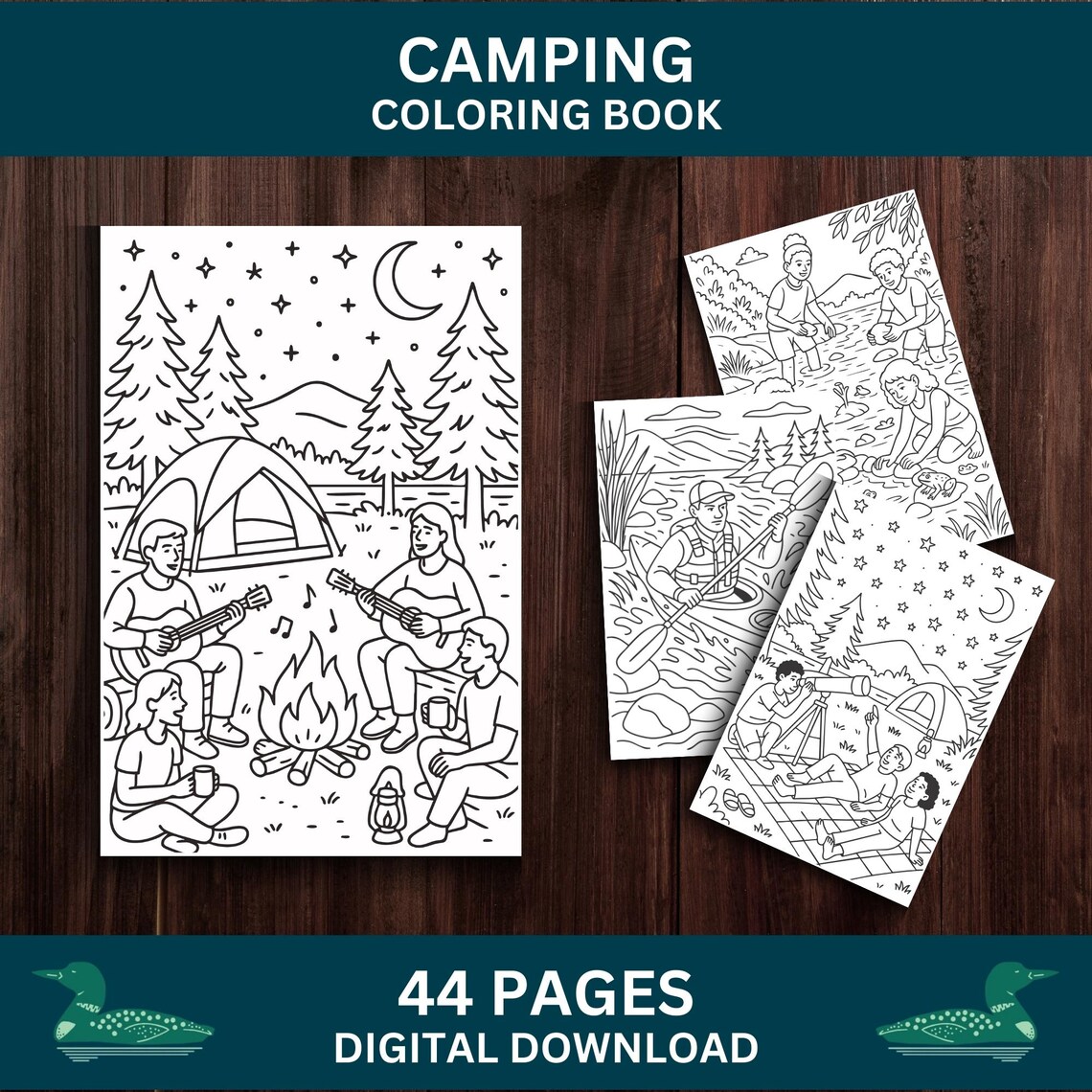 Camping Coloring Book – Outdoor Adventure Printables for Adults and ...