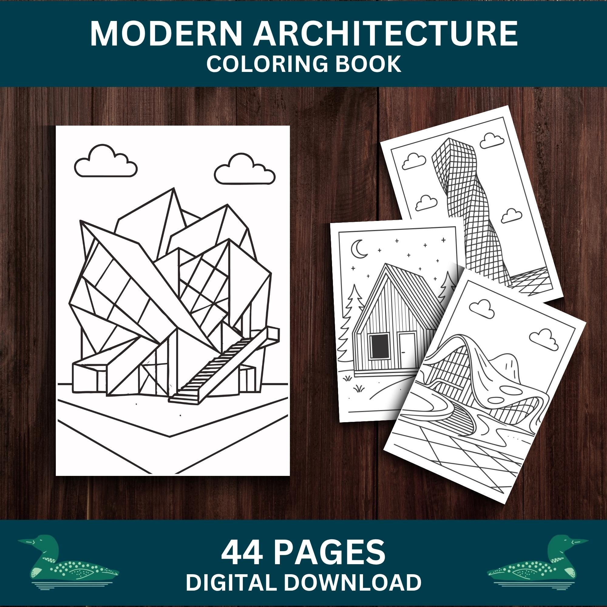Modern Architecture Coloring Book – Contemporary Homes & Buildings ...